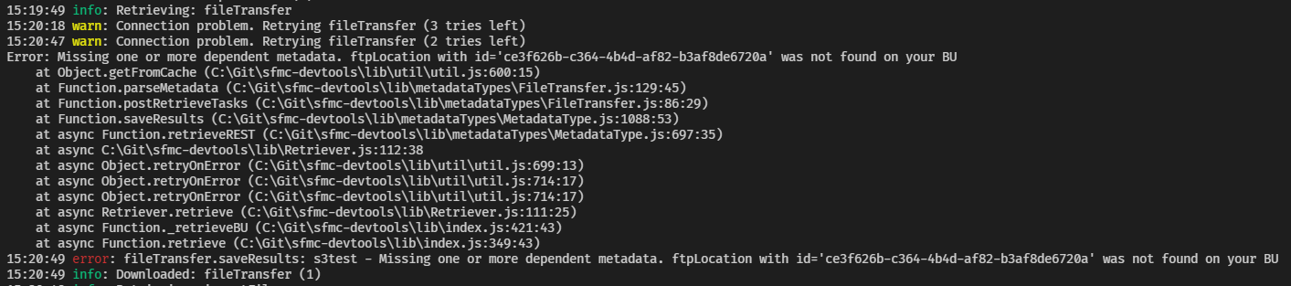 [BUG] missing ftpLocation leads to debug output for retrieve fileTransfer · Issue #163 ...
