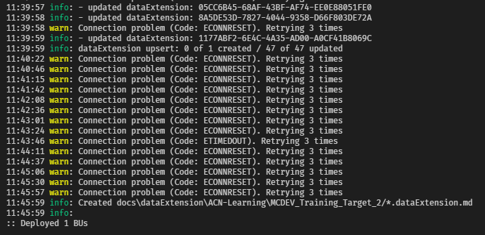 [bug] Deploy `dataextension` Seems To Run Async Somehow · Issue 219 · Accenture Sfmc Devtools