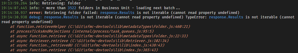 [bug] Retrieve For 2500 Records Fails Soap · Issue 236 · Accenture Sfmc Devtools · Github