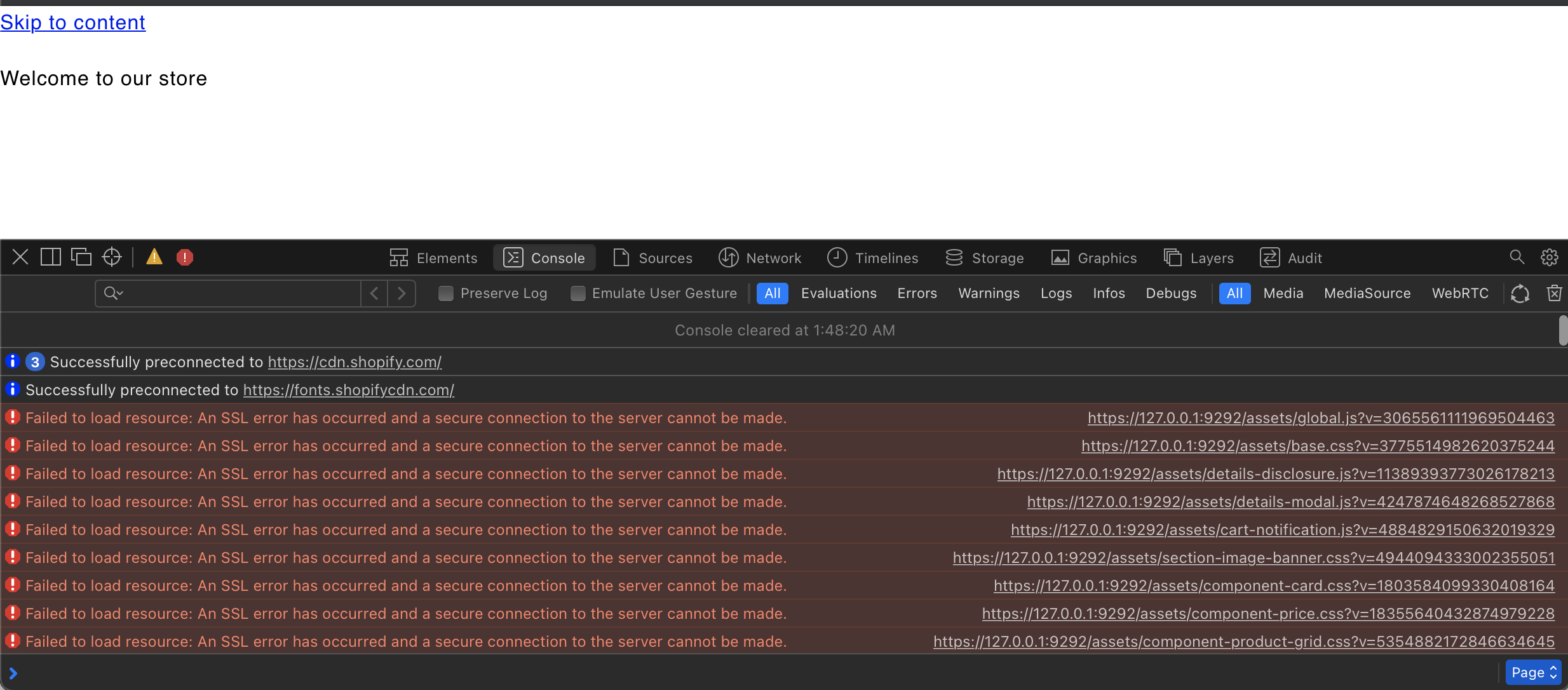 Shopify Theme Serve doesn't work under Safari · Issue #1470 · Shopify/shopify-cli · GitHub