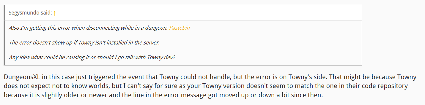 Error related with DungeonsXL (PlayerChangedWorldEvent) · Issue #3178 · TownyAdvanced/Towny · GitHub