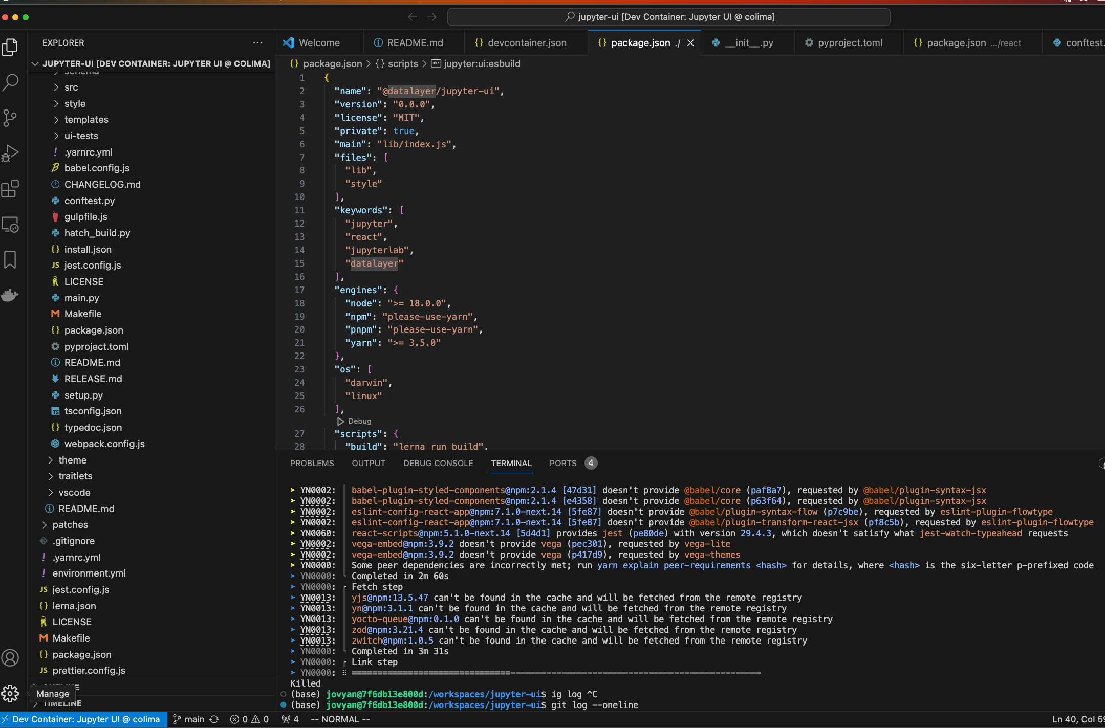 Build Issue - `yarn install` issue · Issue #101 · datalayer/jupyter-ui · GitHub