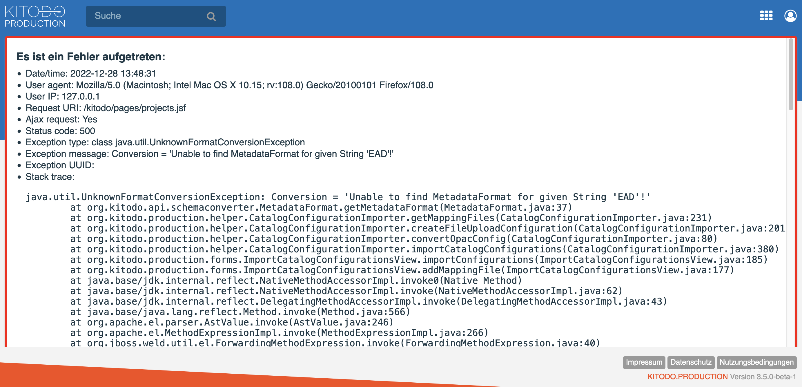 CatalogConfiguration import fails with ...