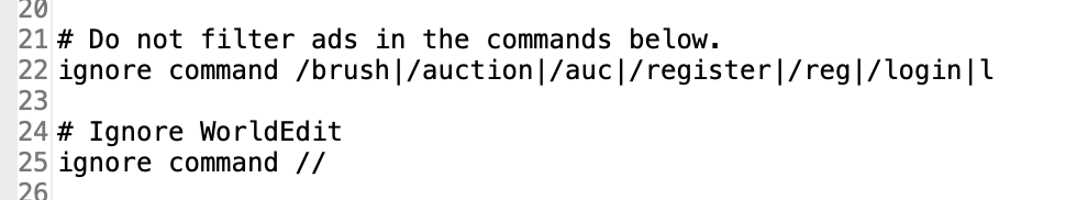 1.16.5: How to ignore commands for advertisement filter? · Issue #1017 ...