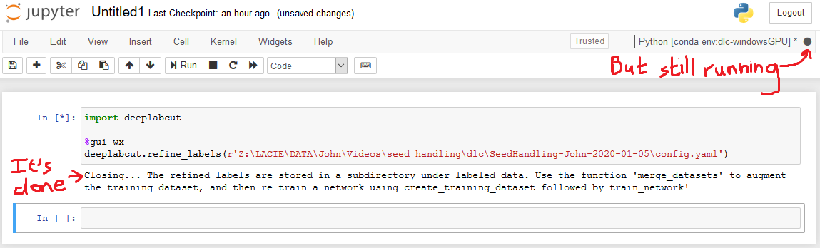 Jupyter hangs when closing relabelling GUI twice · Issue #543 · DeepLabCut/DeepLabCut · GitHub