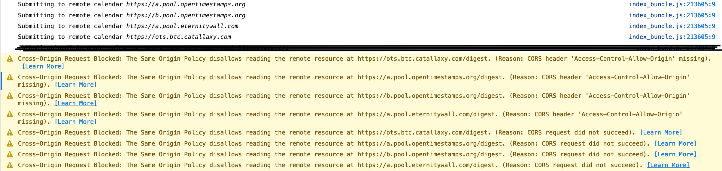 CORS issues + 404/501 errors · Issue #61 · opentimestamps/javascript-opentimestamps · GitHub