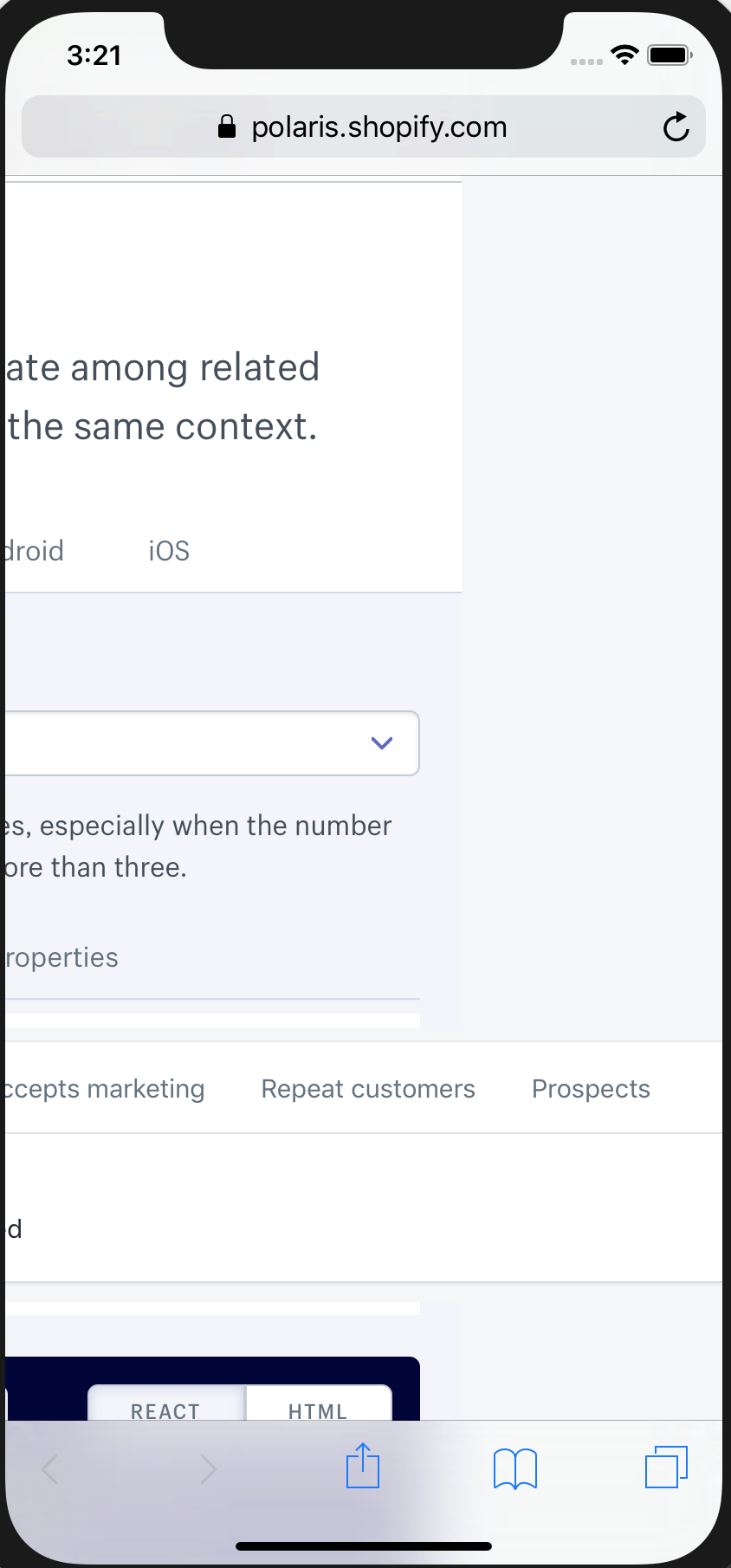 Tabs do not collapse when using safari on iPhone · Issue #1677 · Shopify/polaris · GitHub