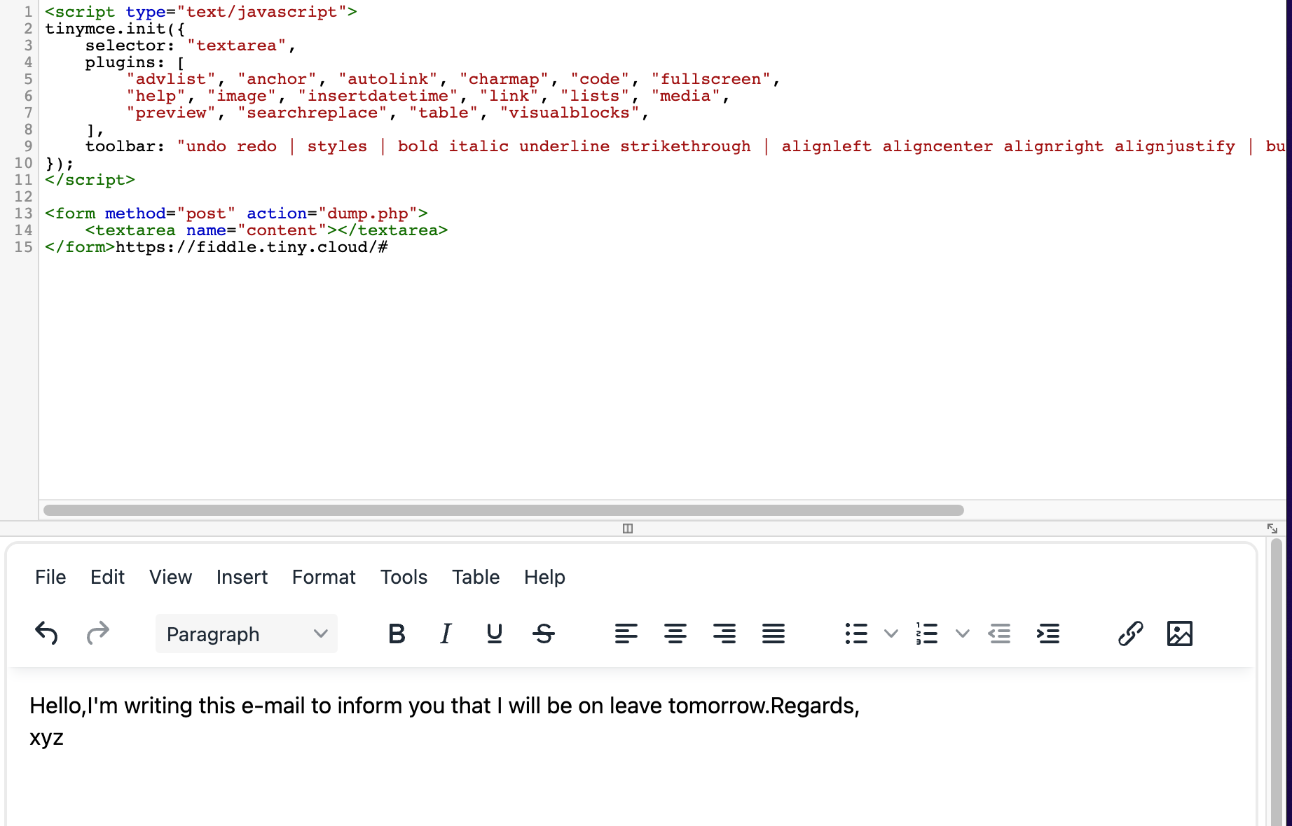tinymce doesn't break line when the HTML has style as display: block ... tinymce doesn't break line when the HTML has style as display: block ...