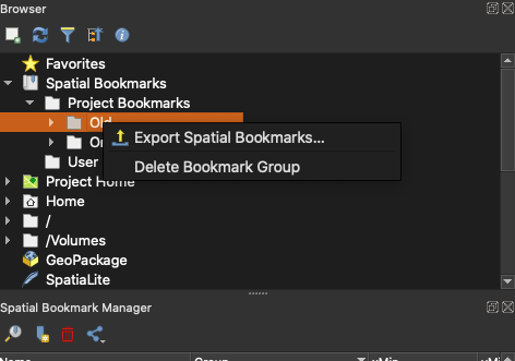 Select Project Bookmarks as the automatic location for saving spatial ...