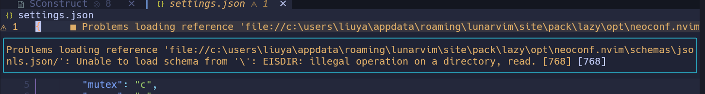 bug: loading reference 'xx\xx\neoconf.nvim\schemas\pyright.json/': Unable to laod schema from ...
