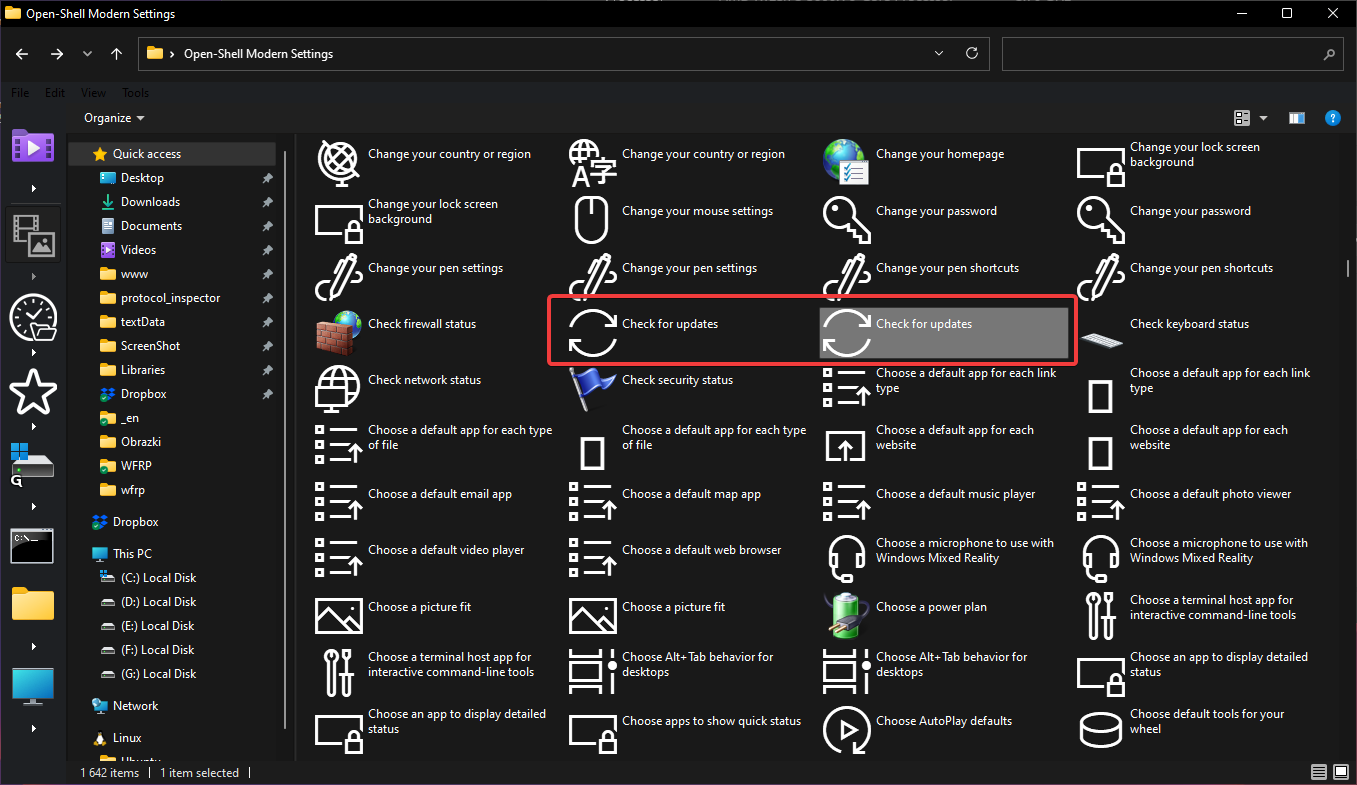 Modern Settings Shortcuts Are Broken On My Install · Issue 1031 · Open Shellopen Shell Menu
