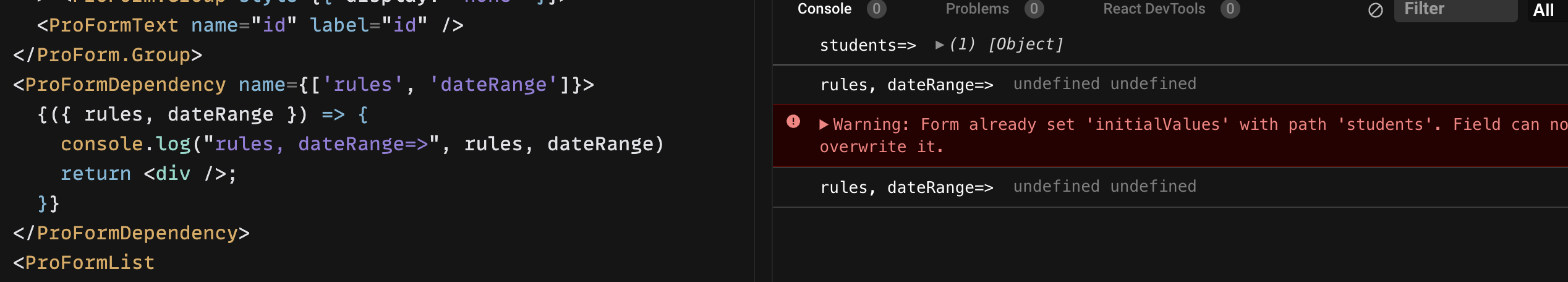 🐛 Bug Proformlist里面嵌套modalform下面 Proformdependency 不能用 · Issue 7282 · Ant Designpro 