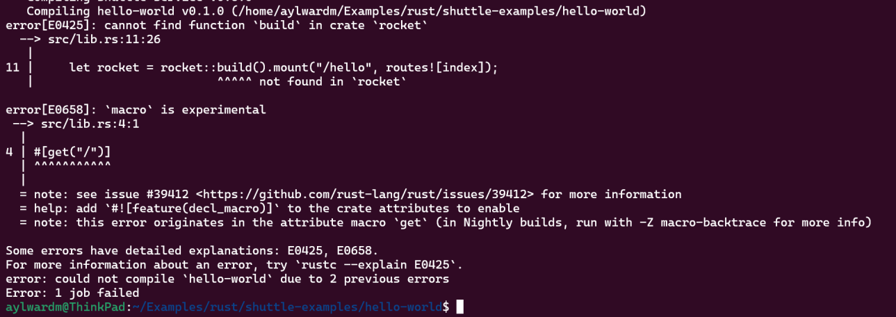 cargo shuttle init --rocket --hello-world · Issue #313 · shuttle-hq/shuttle · GitHub