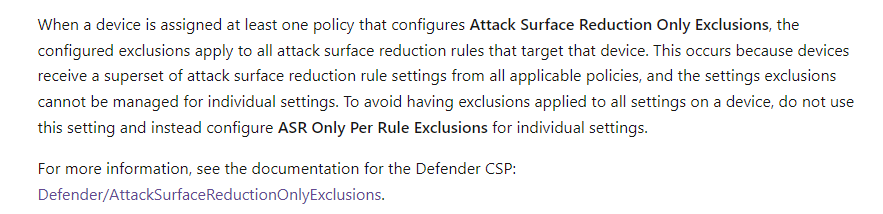 documentation on new feature "ASR Only Per Rule Exclusions" is wrong ...