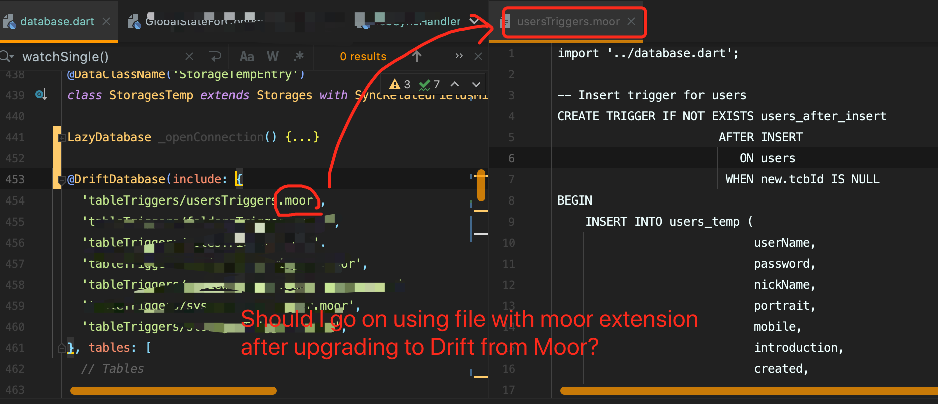 Should I go on using the moor file with moor extension after upgrading to Drift from Moor ...
