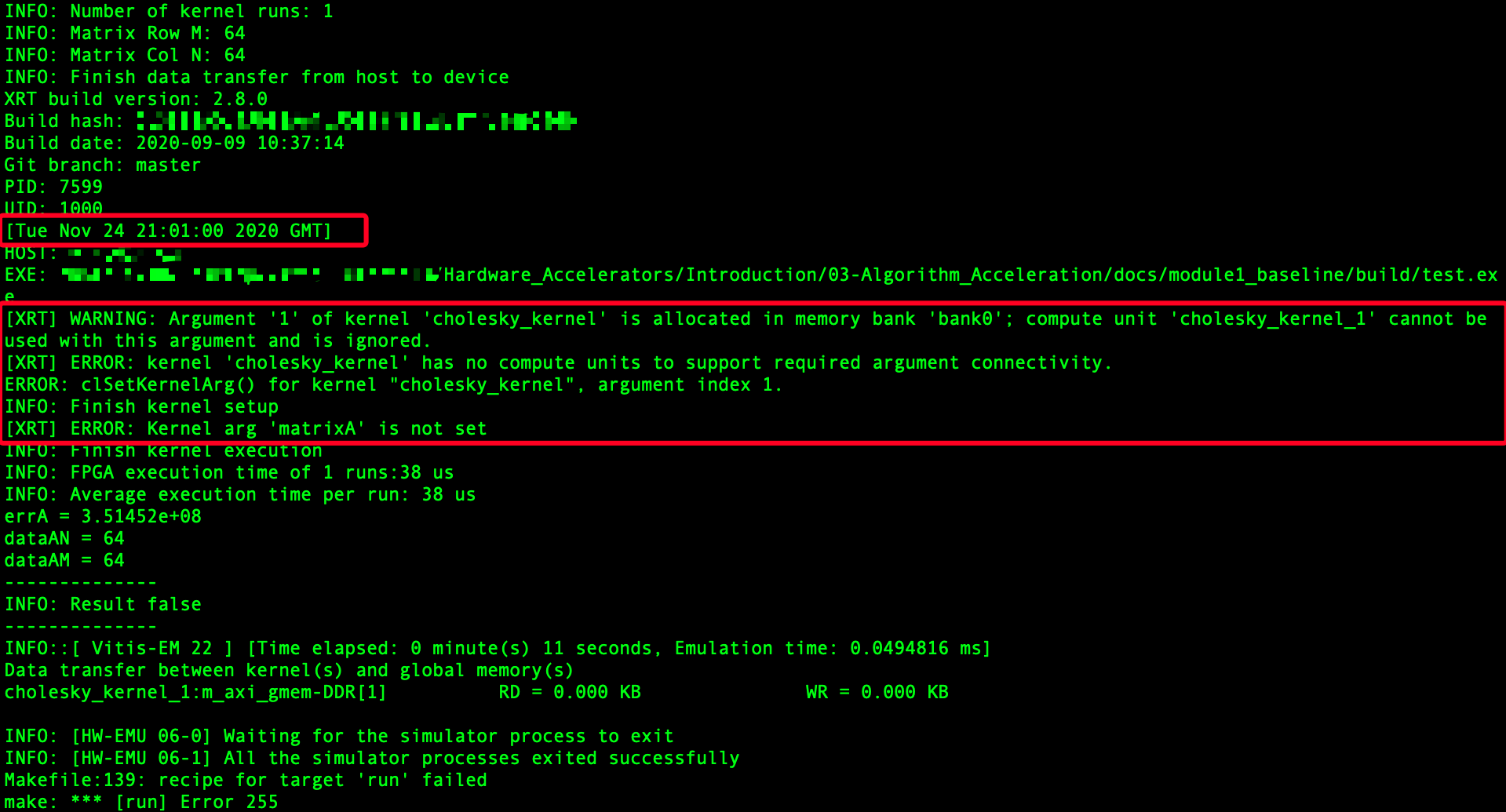 HW_EMU (hardware emulation) errors in the Cholesky example (temporally solved) · Issue #21 ...