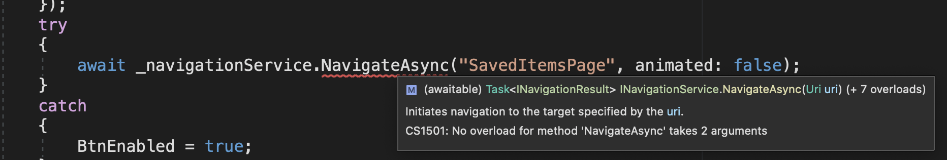 NavigateAsync and GoBackAsync have no overload method that takes animate-parameter [Bug] · Issue ...