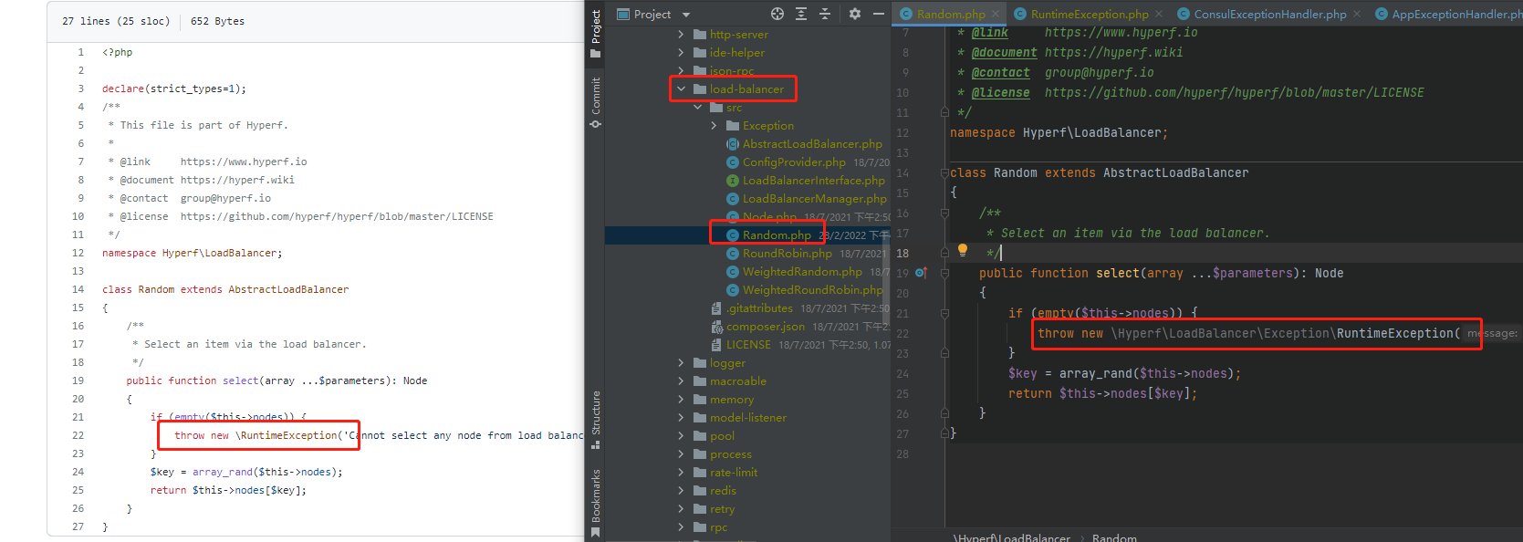 建议把hyper/load-balancer组件抛异常的\RuntimeException类改成该组件里的Exception ...