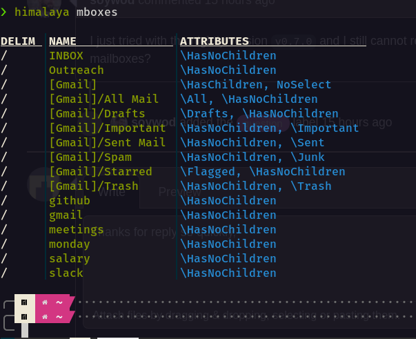 Mailboxes JSON API format broke · Issue #331 · pimalaya/himalaya · GitHub