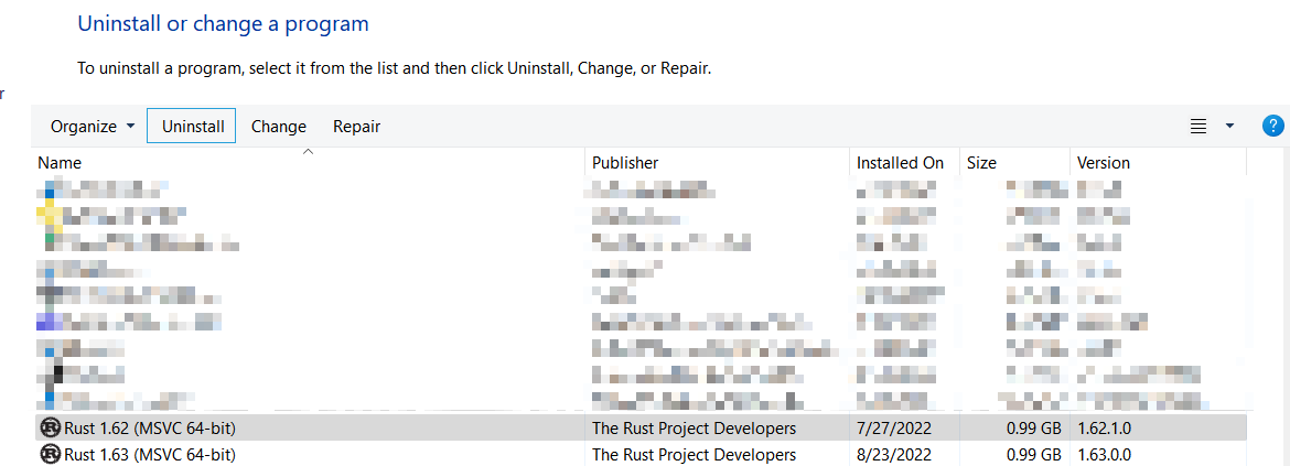 Rust 1.62 (MSVC 64-bit) update not reflected · Issue #72072 · microsoft/winget-pkgs · GitHub