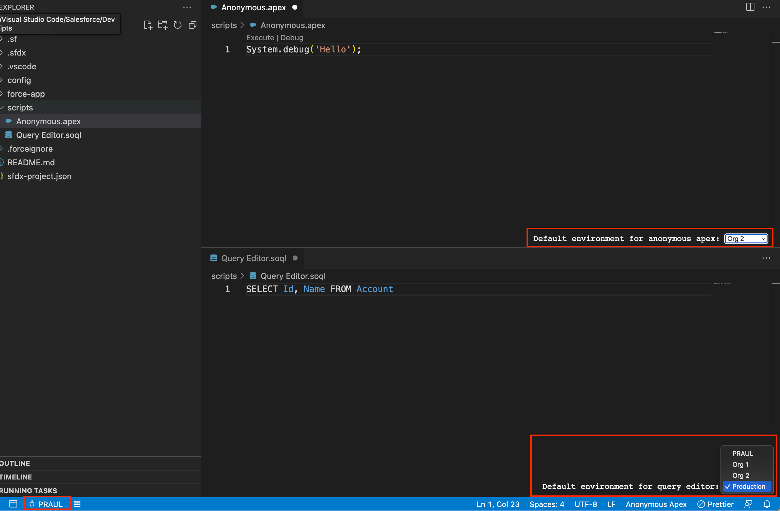 Ability to independantly choose environments for running SOQL queries ...