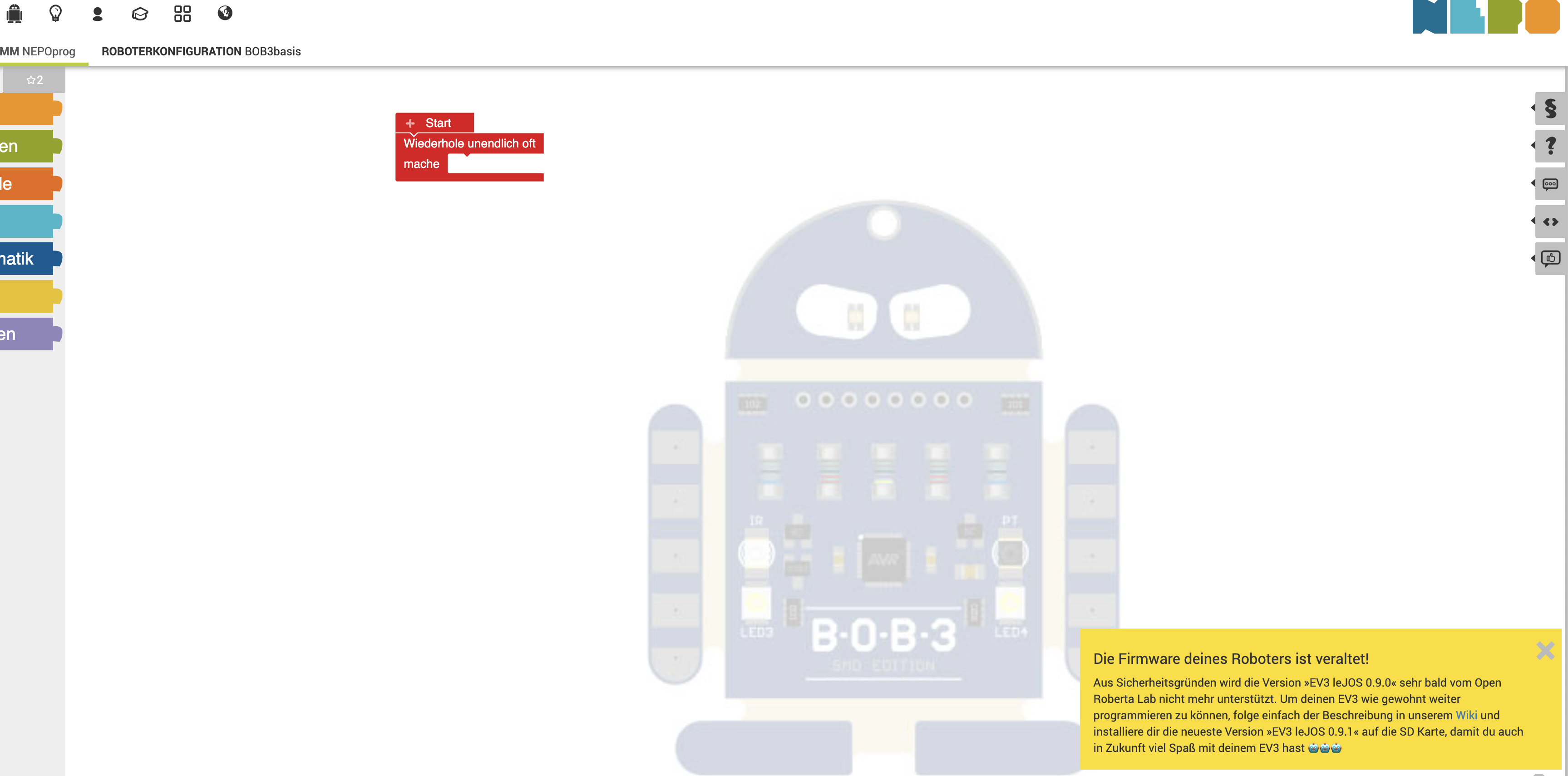 The note for a particular system still appears · Issue #1477 · OpenRoberta/openroberta-lab · GitHub