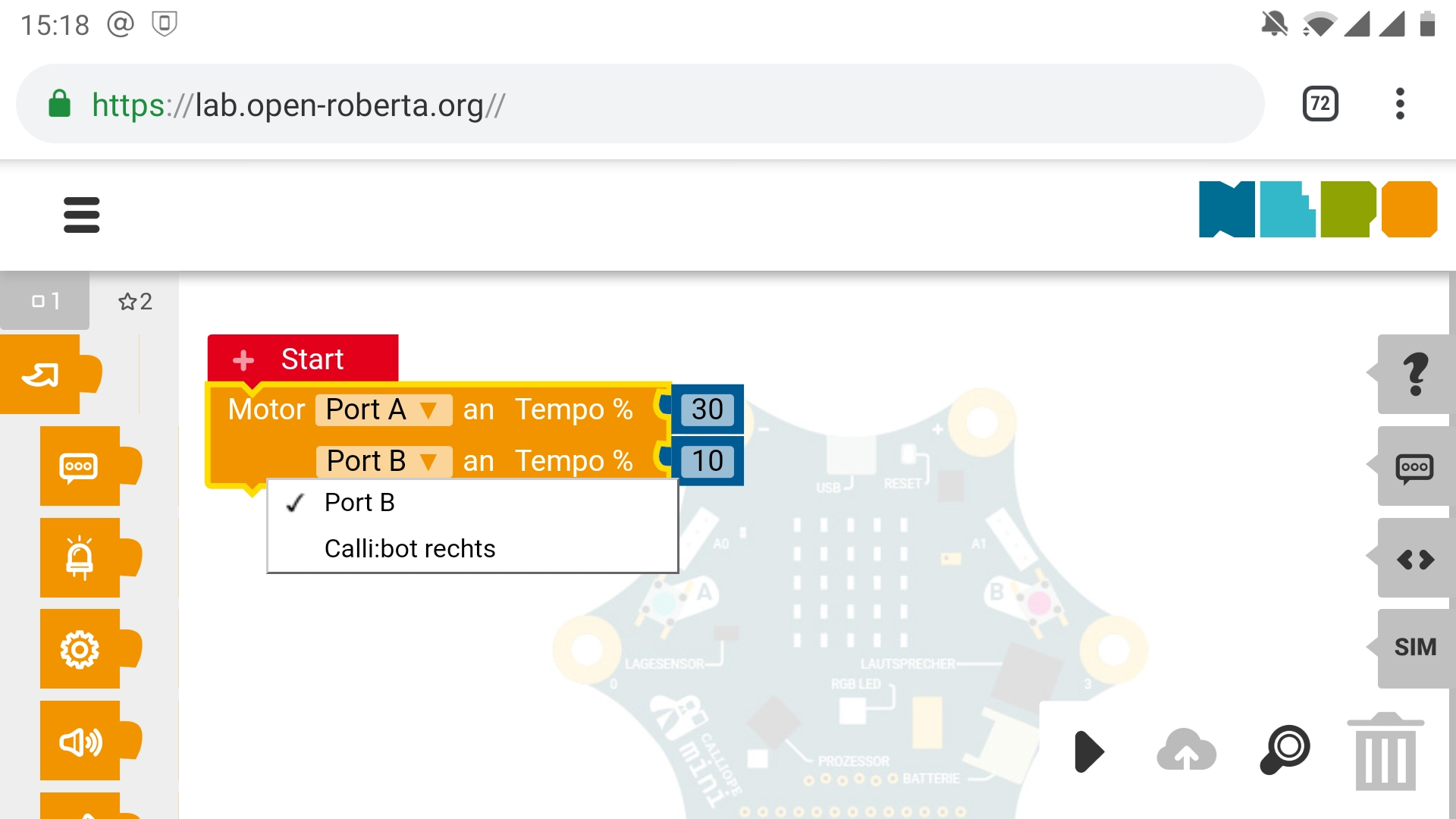 Calli:Bot Auswahl mit Port B · Issue #102 · OpenRoberta/openroberta-lab · GitHub
