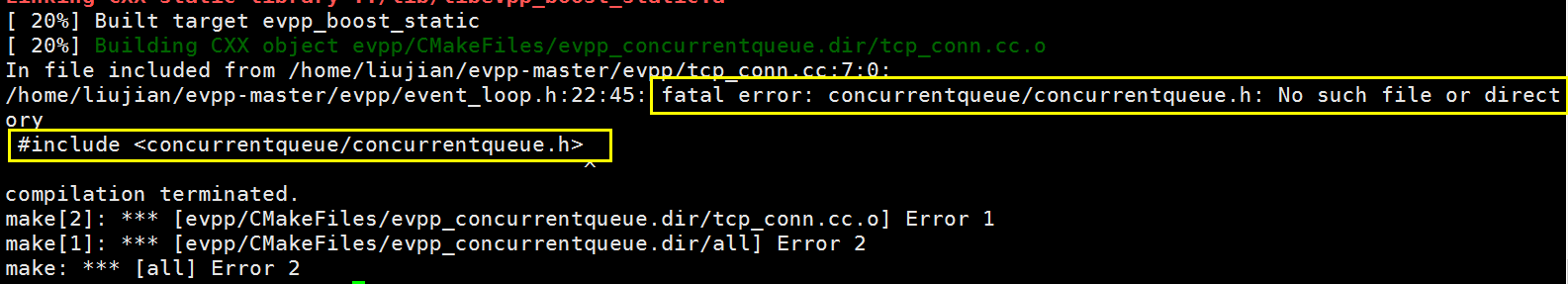concurrentqueue/concurrentqueue.h: No such file or direct · Issue #101 · Qihoo360/evpp · GitHub