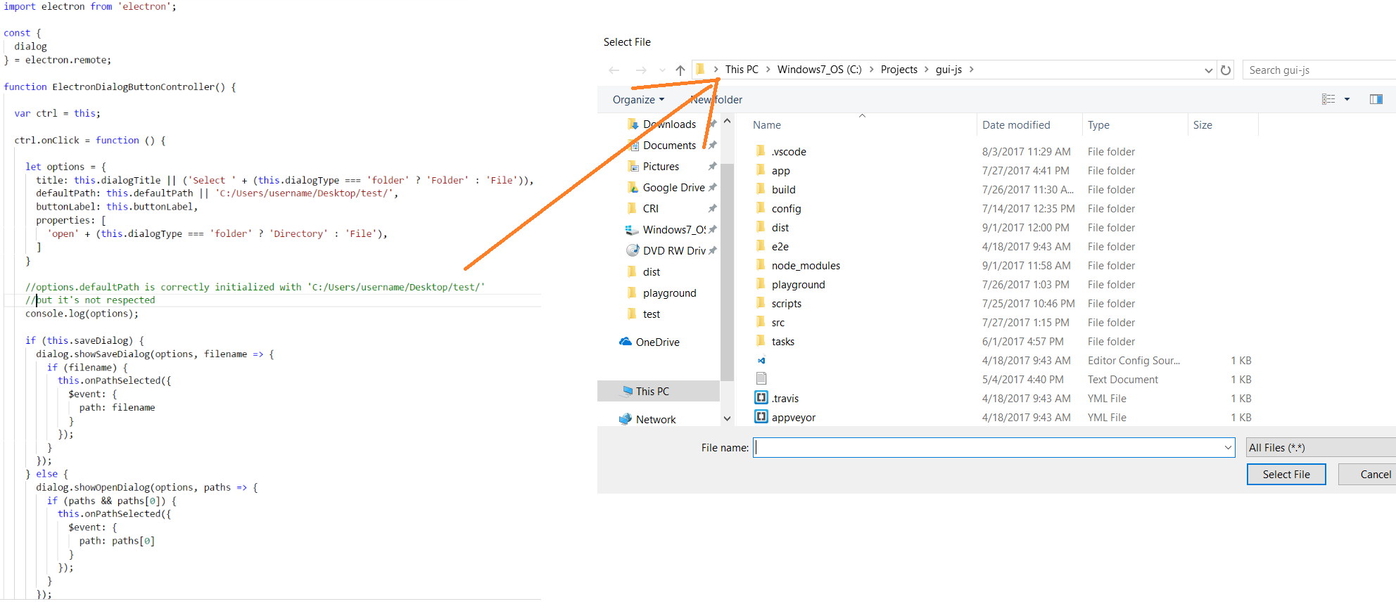 DefaultPath Does Not Work In Dialog showOpenDialog When Called From DefaultPath Does Not Work In Dialog showOpenDialog When Called From