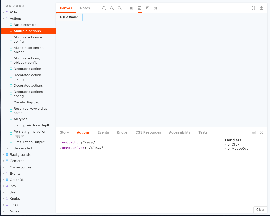 display registered action handlers for active story · Issue #5631 ...