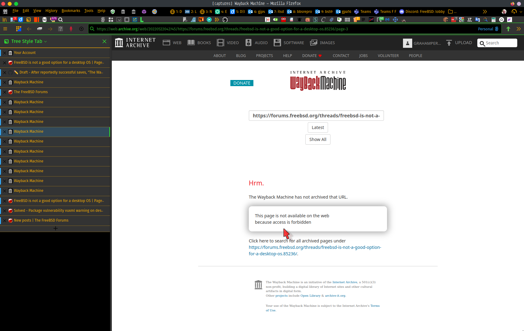 After reportedly successful saves, "The Wayback Machine has not ...