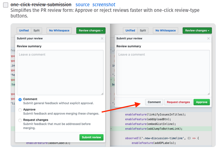 Update the screenshot for one click review submission · Issue #6048 · refined-github/refined ...