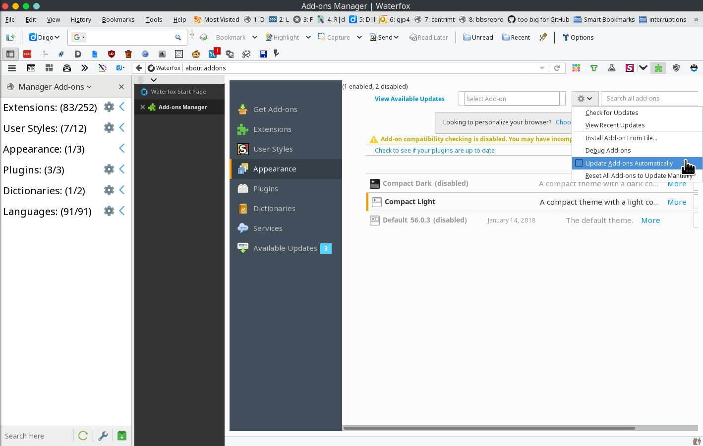 Refresh Waterfox: the dialogue should not suggest that add-ons will be ...