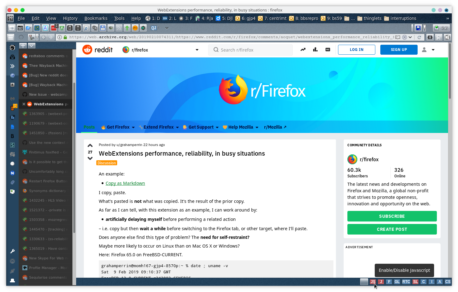 (JavaScript) Reddit www.reddit.com redesign versus the Internet Archive ...