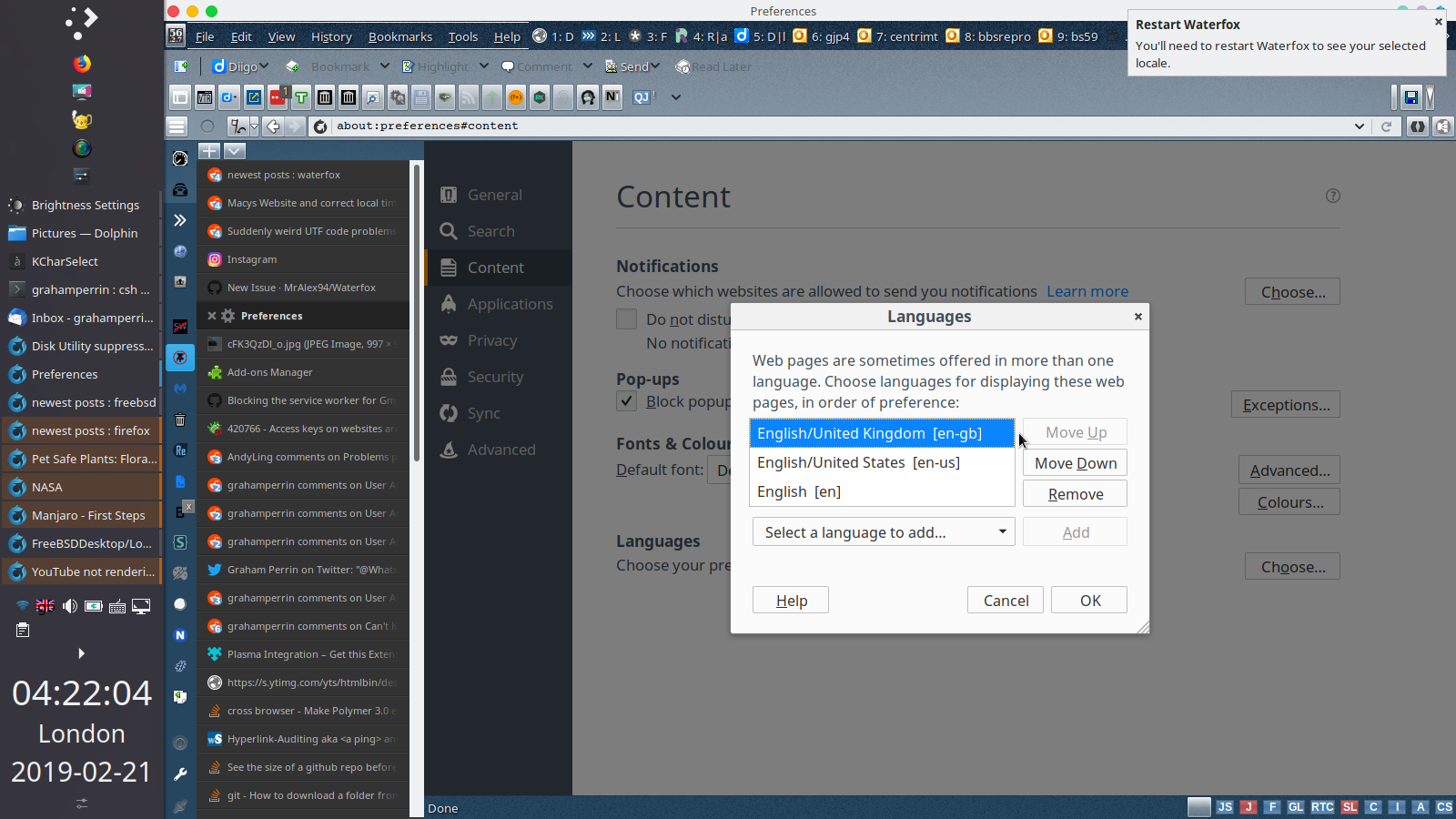 Waterfox Classic: disappearances and reappearances of languages after ...