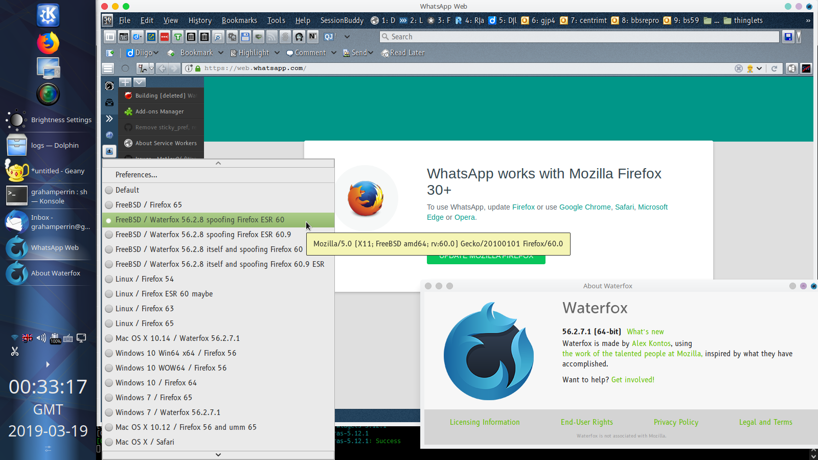 WhatsApp Web complains about an outdated firefox version · Issue #863 · BrowserWorks/Waterfox ...