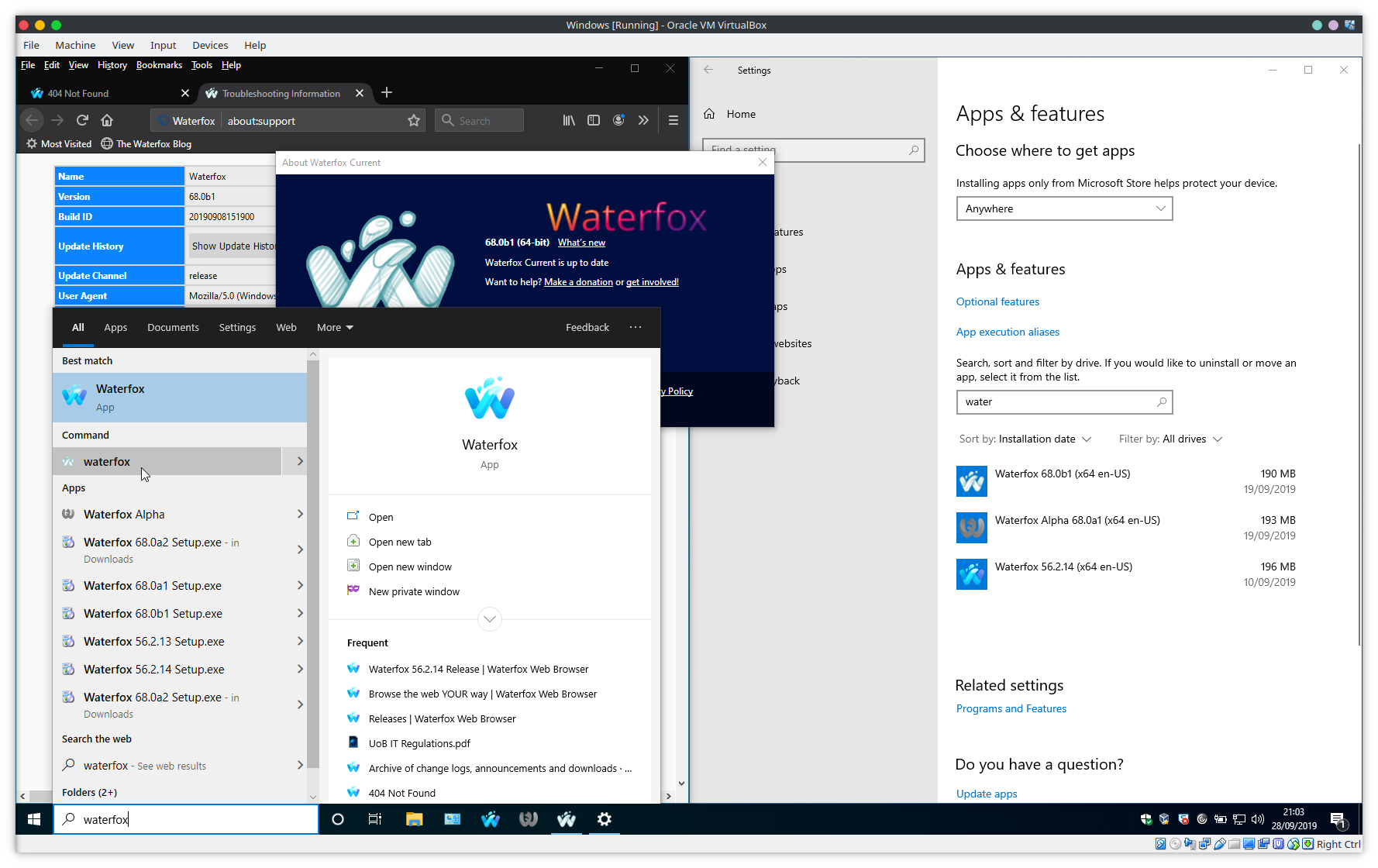 68.0b1 (20190908151900) application not recognised as an app · Issue ...