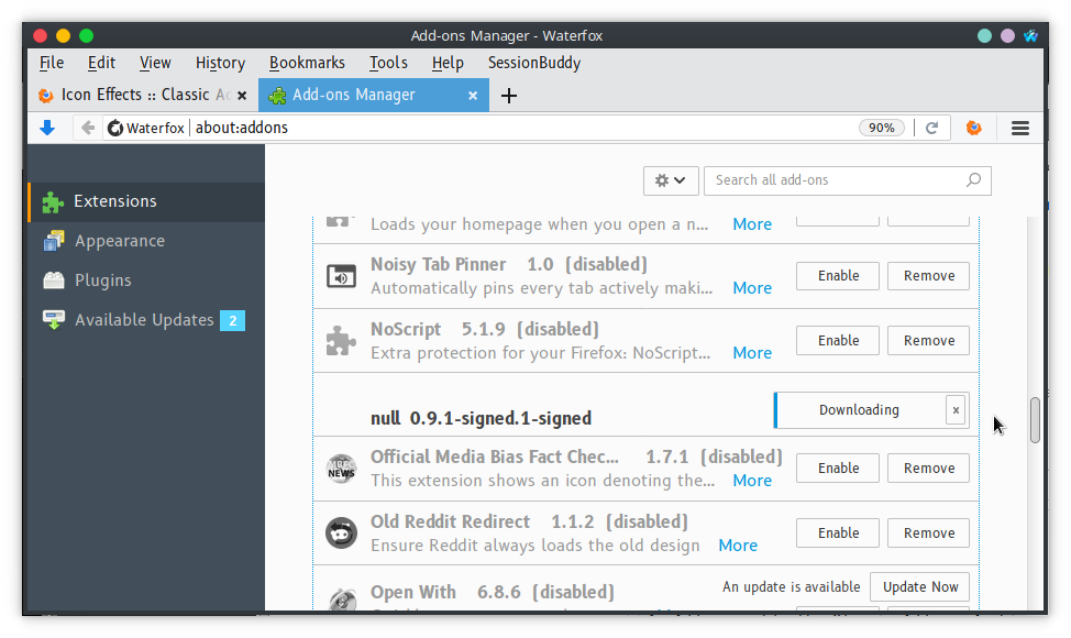 Waterfox Classic can not add legacy Icon Effects · Issue #1269 · BrowserWorks/Waterfox · GitHub