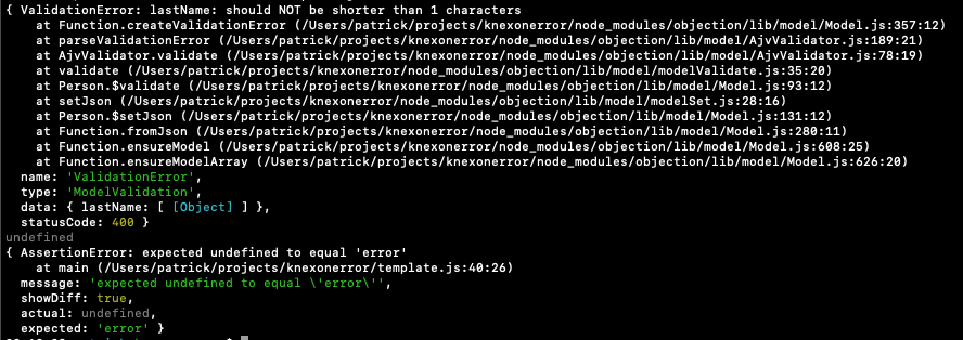 Onerror Not Working In Objection 2 · Issue 1731 · Vincit Objection Js · Github