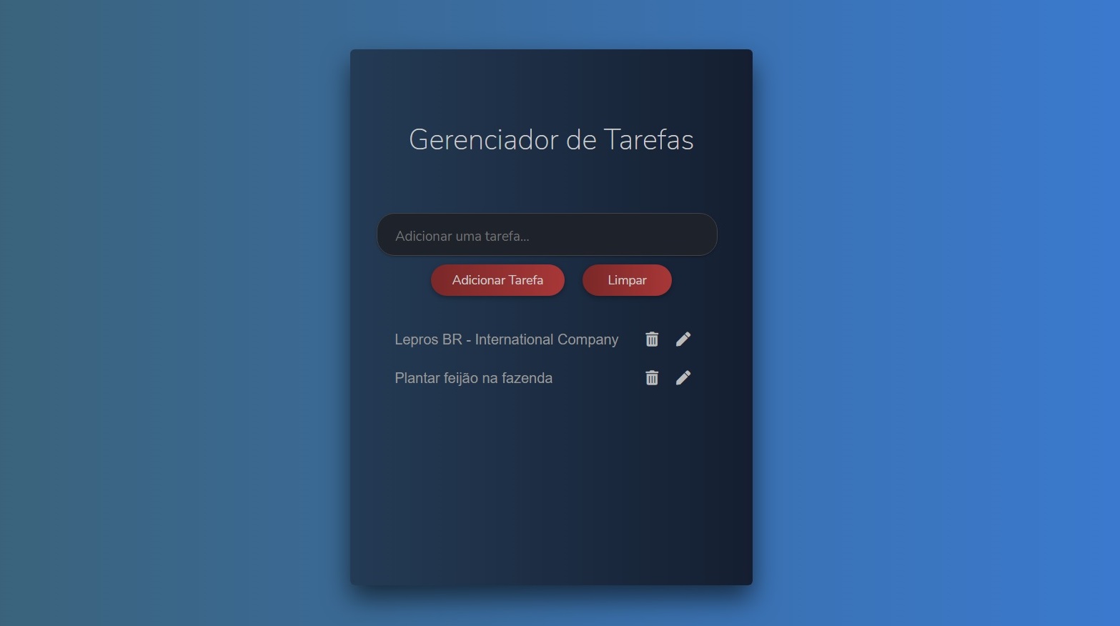 GitHub - SauloOliveira06/gerenciador-tarefas: Gerenciador de tarefas com Context API e Hooks ReactJS