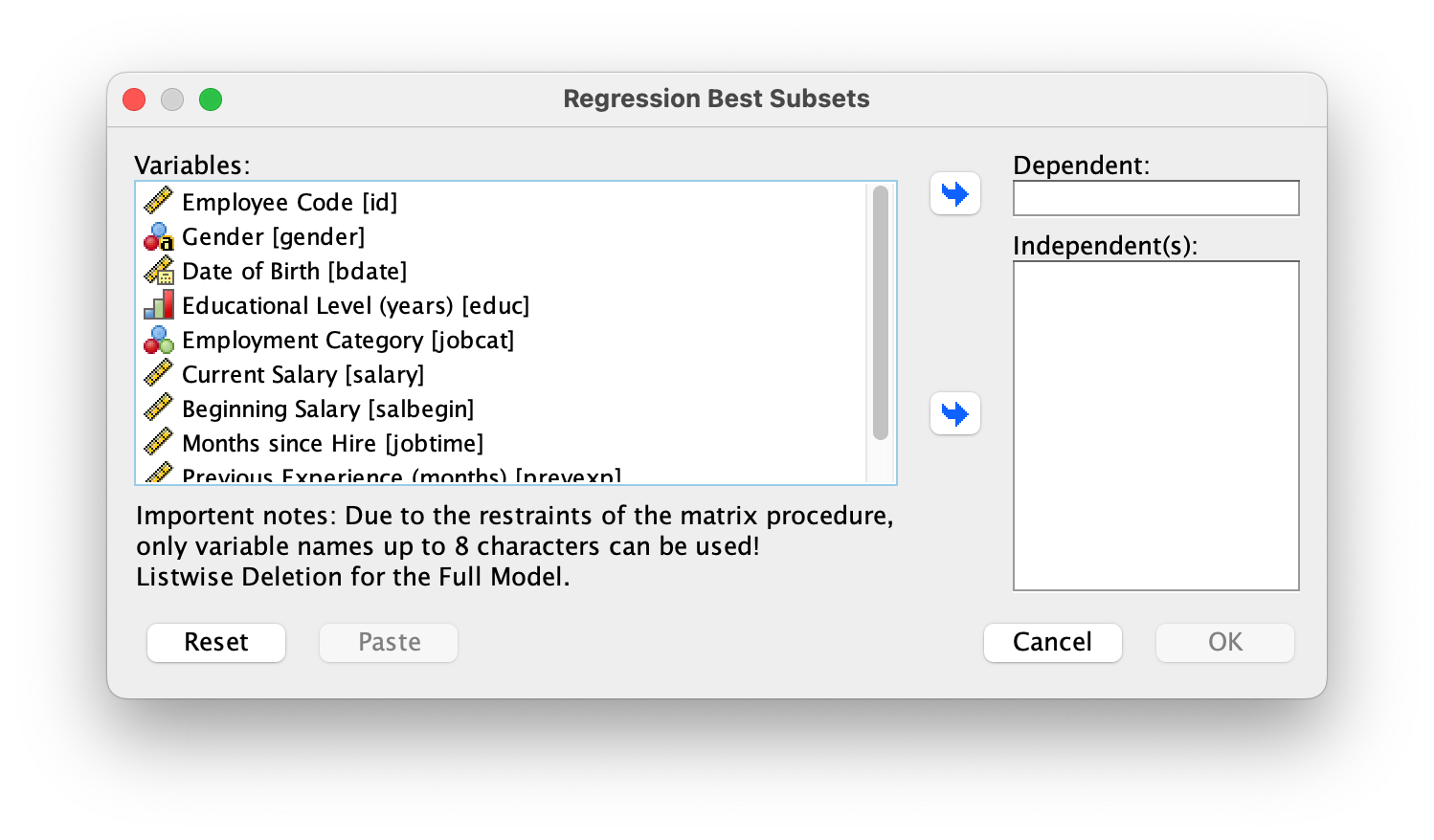 GitHub - IBMPredictiveAnalytics/RegBestSubsets: Best subsets regression