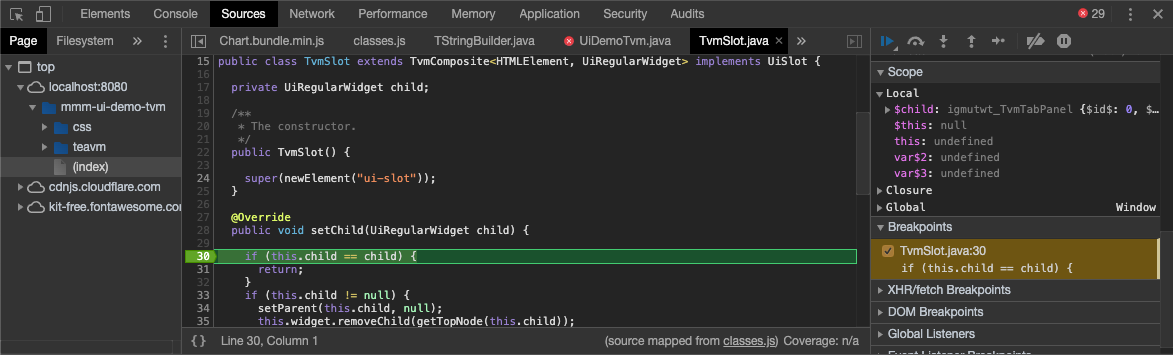 Method invoked where this is null · Issue #494 · konsoletyper/teavm · GitHub