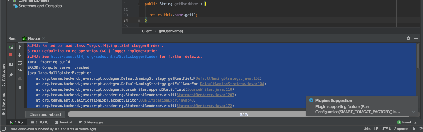 Method invoked where this is null · Issue #494 · konsoletyper/teavm · GitHub