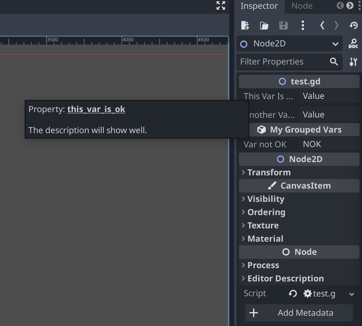 Inspector variables description not showing if inside a category · Issue #70452 · godotengine ...