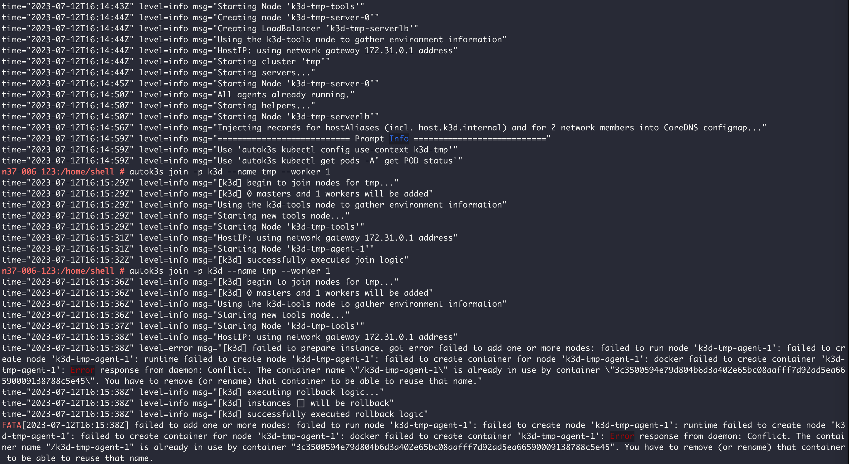 [BUG] k3d provider can't join more than one worker node to a cluster with only a master node ...