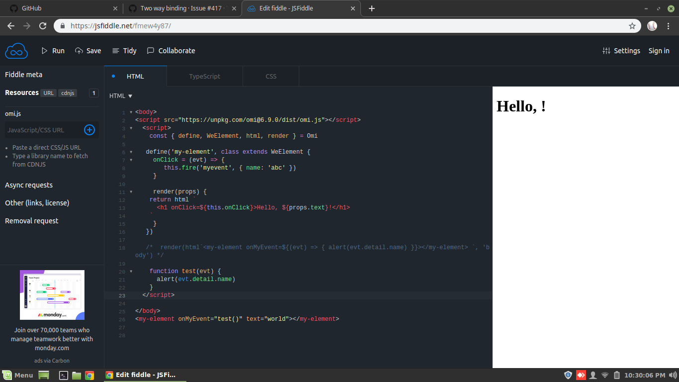 Two way binding · Issue #417 · Tencent/omi · GitHub