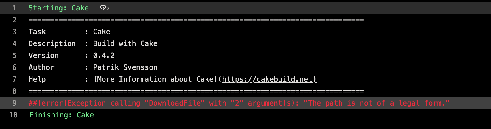 Azure Devops Cake Task Fails With Exception Calling Downloadfile With 2 Arguments The