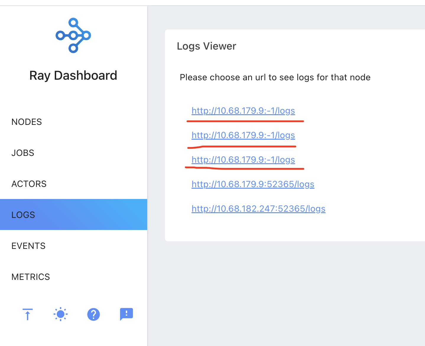 [Dashboard] Logs page links has issue if multiple ray nodes running on the same machine · Issue ...