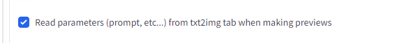 [Bug]: Read parameters (prompt, etc...) from txt2img tab when making previews - Prompts from ...