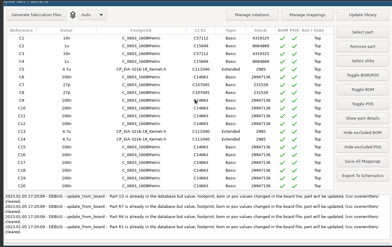"Toggle BOM" / "Toggle POS" / "Toggle BOM/POS" makes the table jump to ...